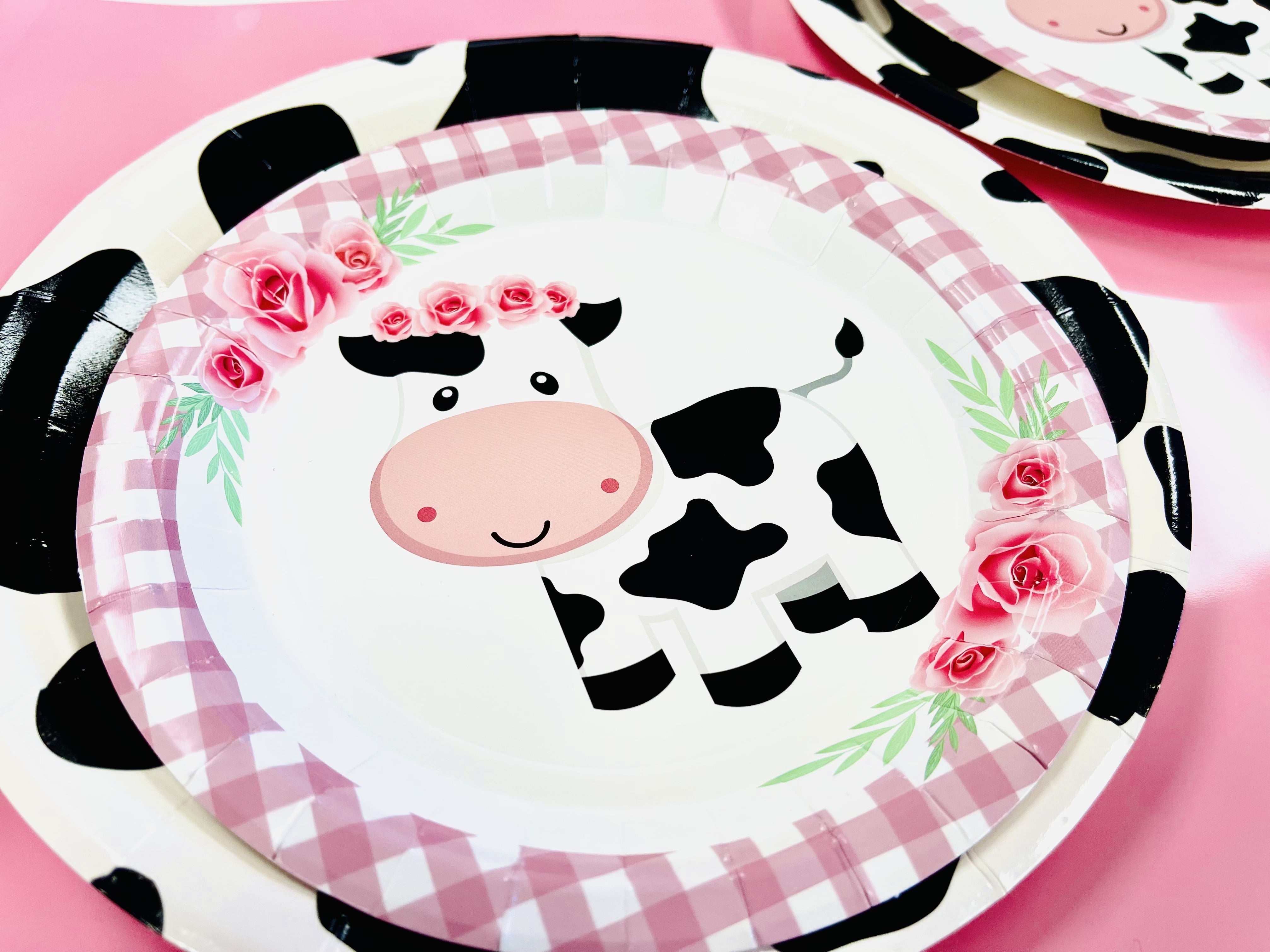 my littler farm party decoration plates, cow print decoration cute ...