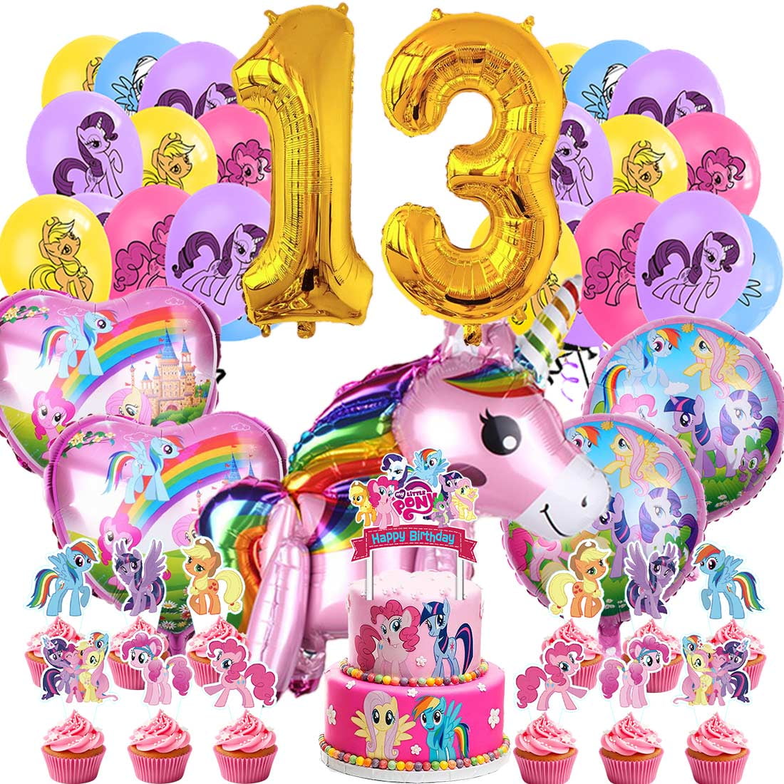 My little pony Party Supplies 13th Decor Kit Balloons Birthday Cake ...