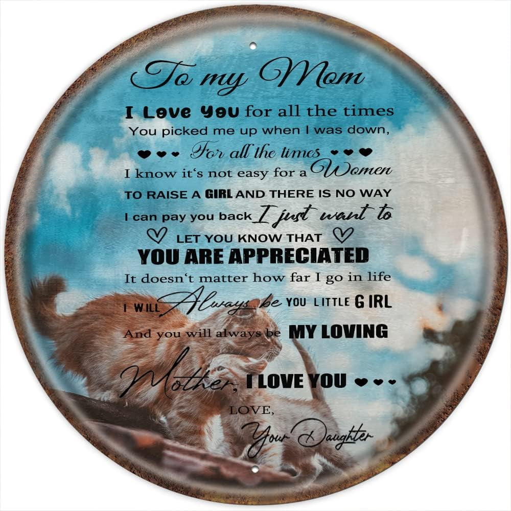 to My mom from Daughter Round Metal Tin Sign,Birthday Gifts for Mum,Mom ...