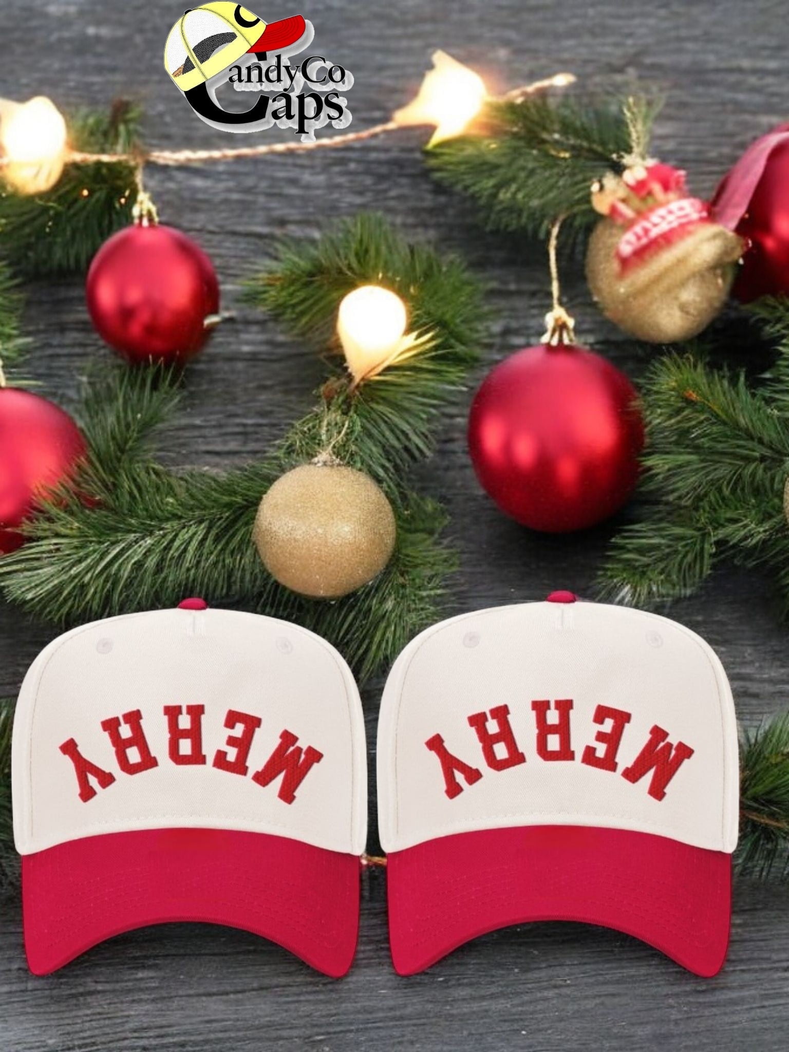 Merry Hat Upside Down Two Tone Snapback Santa Embroidered Cap Christmas ...