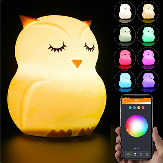 MyArtWe Night Light Owl LED Bed Light App Control Rechargeable Lights ...