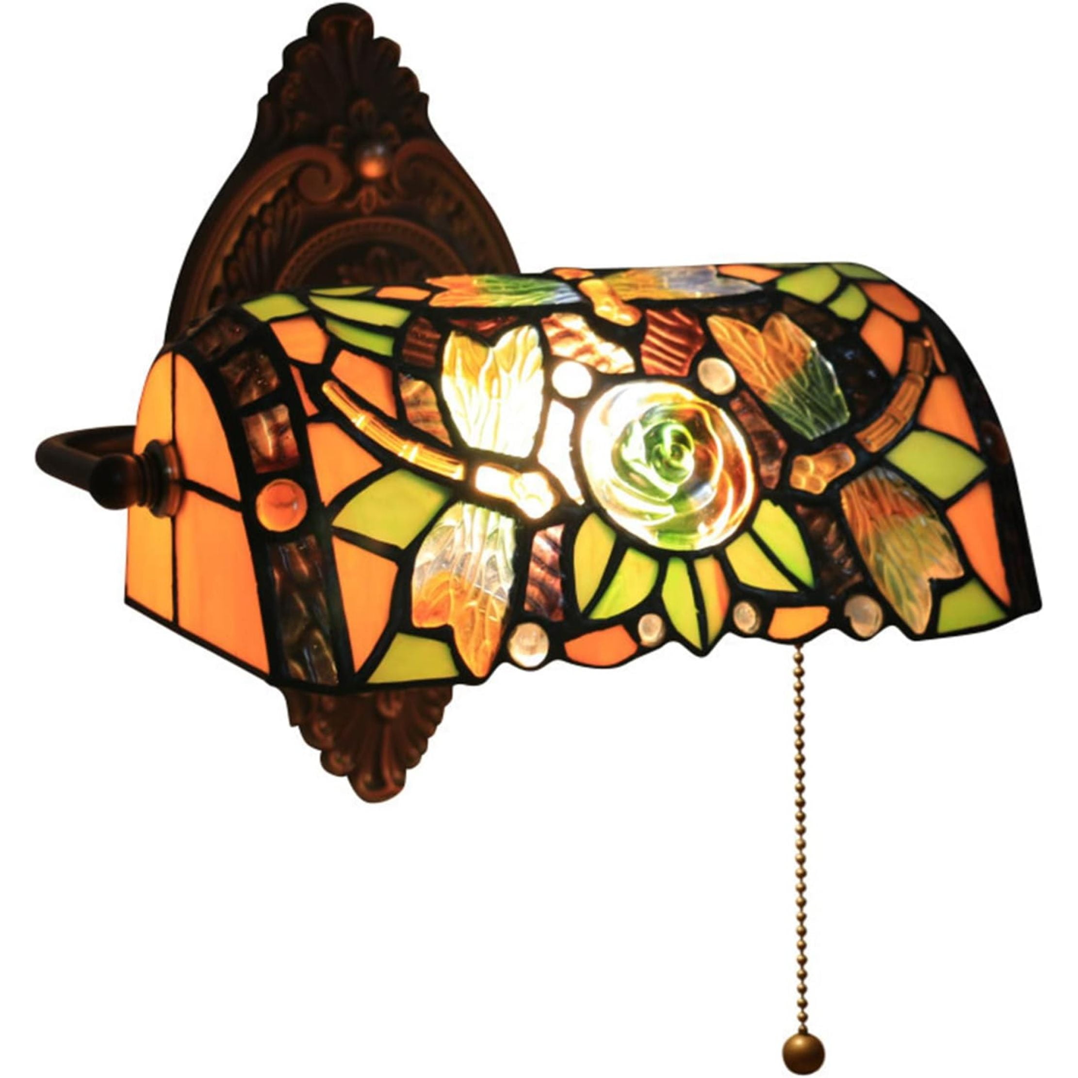 MyArtWe Tiffany Style Banker Wall Sconces Dragonfly, Butterfly, Bird ...