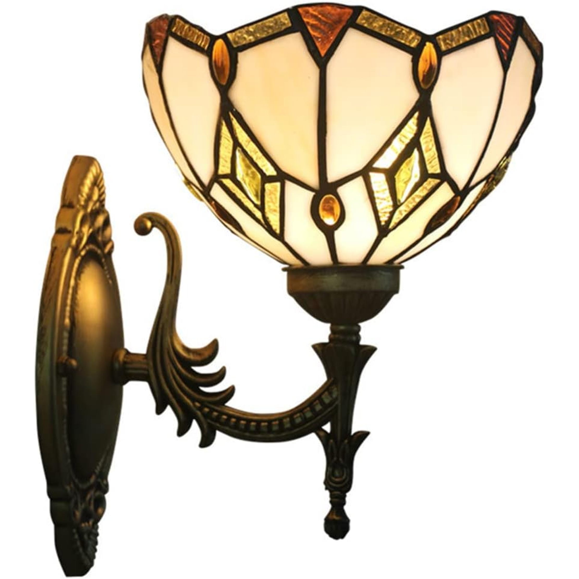 MyArtWe Tiffany Style Wall Sconces Stained Glass Lampshade for Bedroom ...