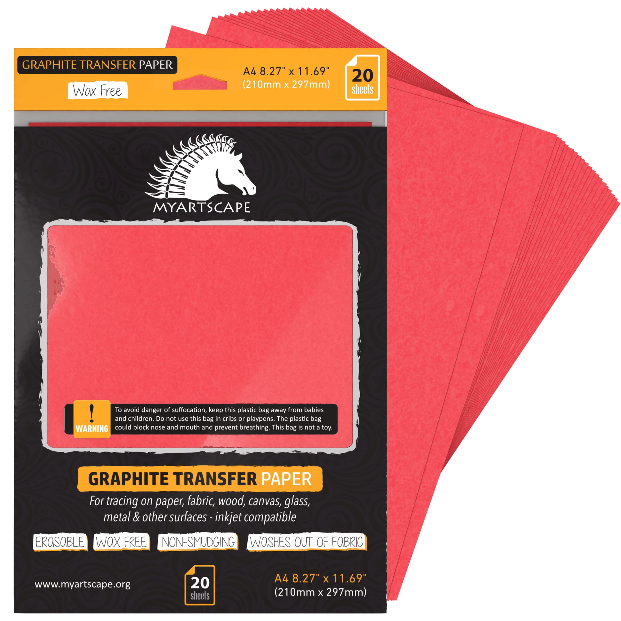 MyArtscape Graphite Transfer Paper, MMF7 20 Red Sheets - Wax Free ...