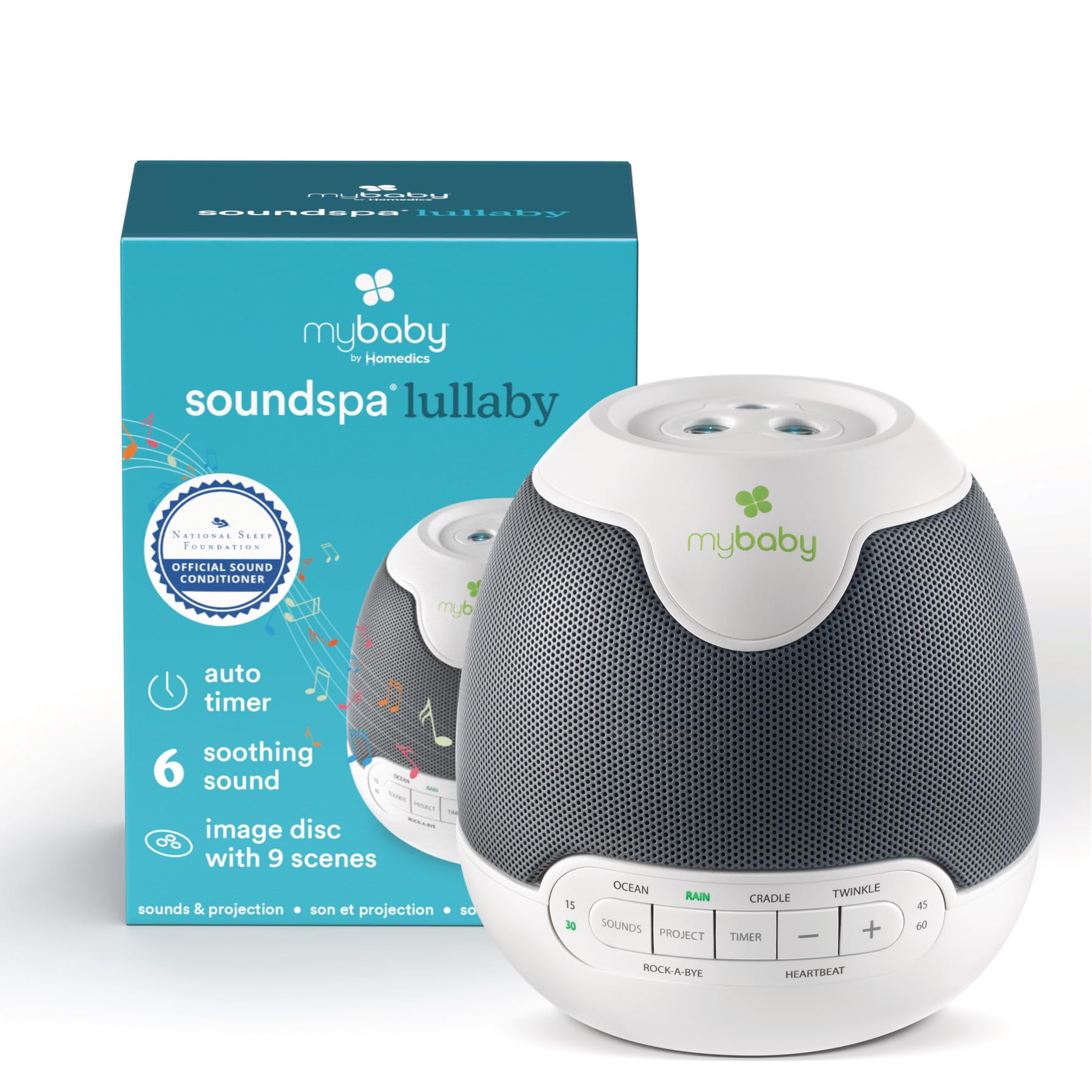 MyBaby Lullaby Sound Machine with Projector, Baby Sleep Aid with 6 ...