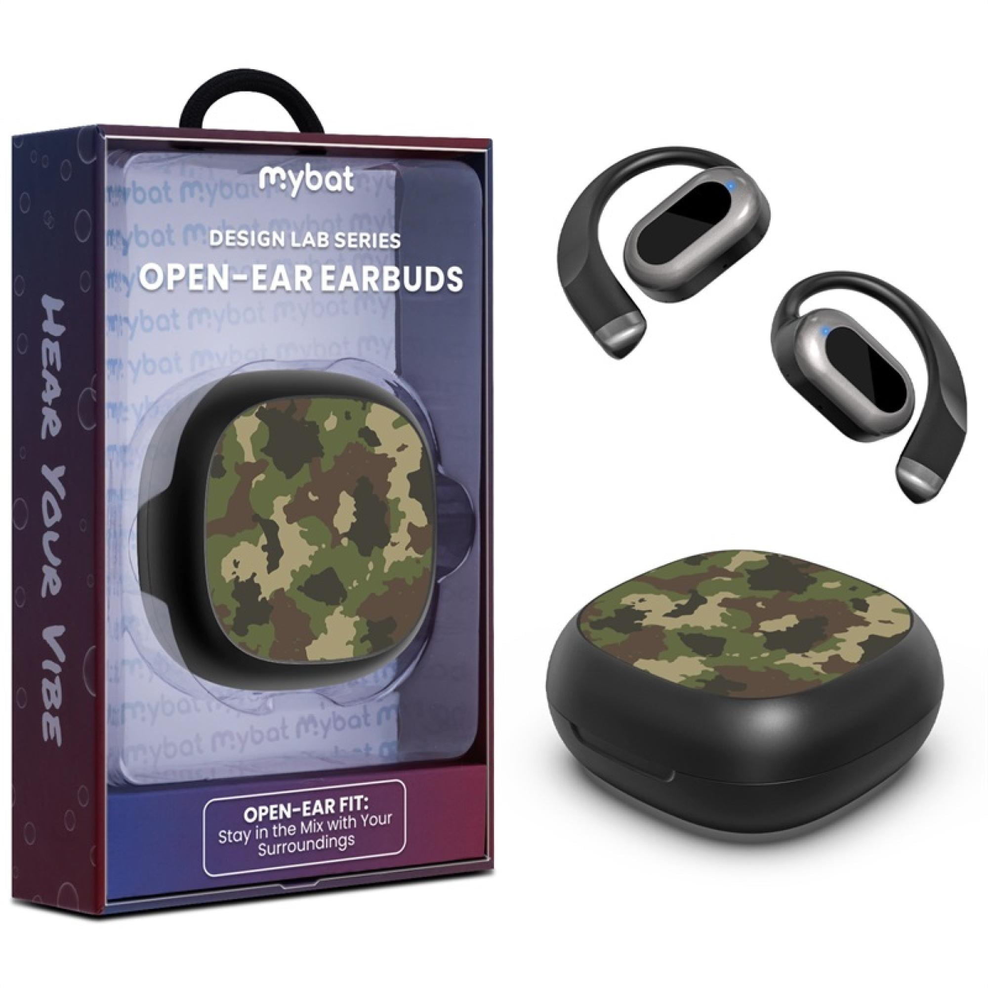 MyBat Design Lab Open-Ear Wireless Earbuds, Army Camo Print Design ...