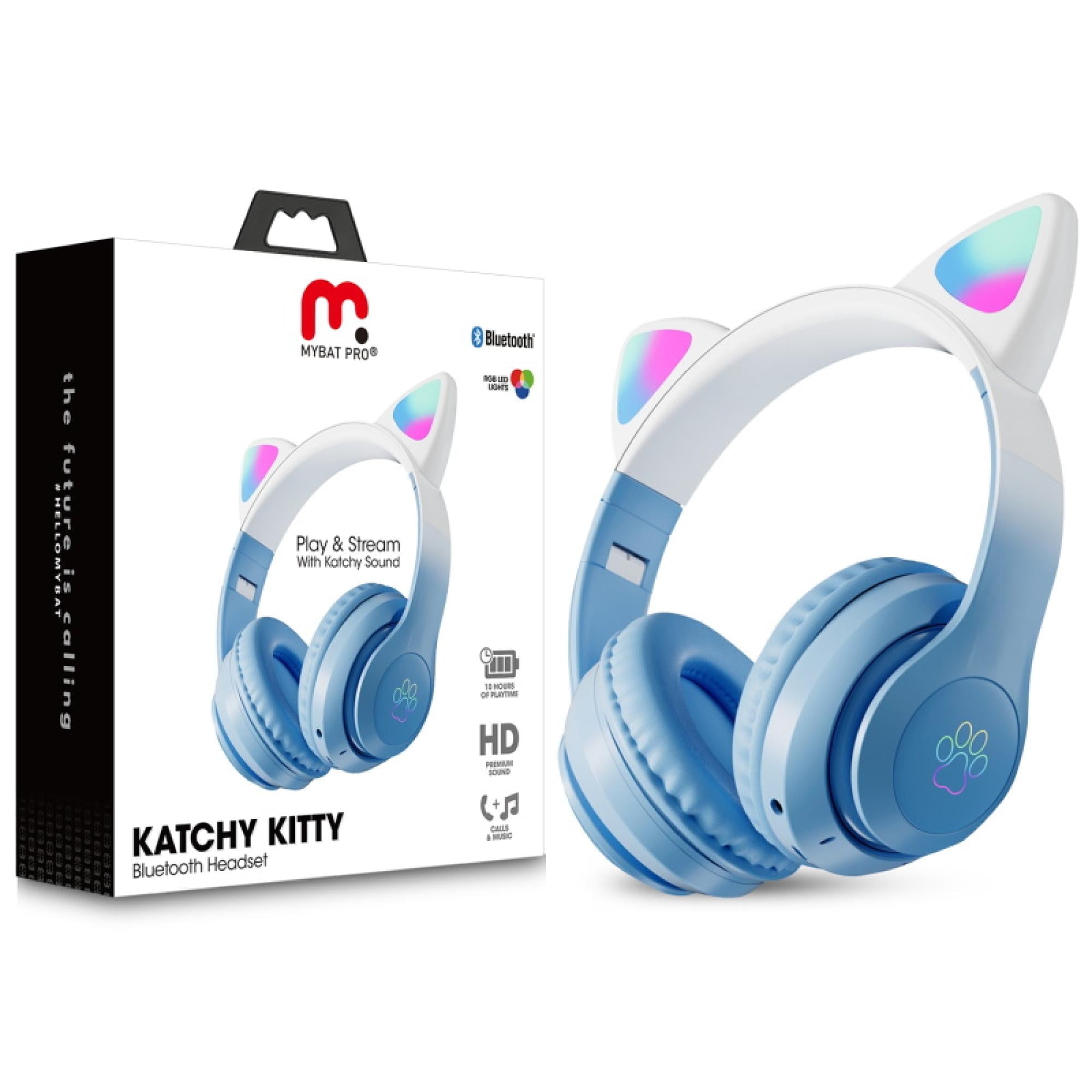 MyBat Pro Katchy Kitty Wireless Headset, Cat-Ear Design & RGB Lights for Kids - Blue - Walmart.com