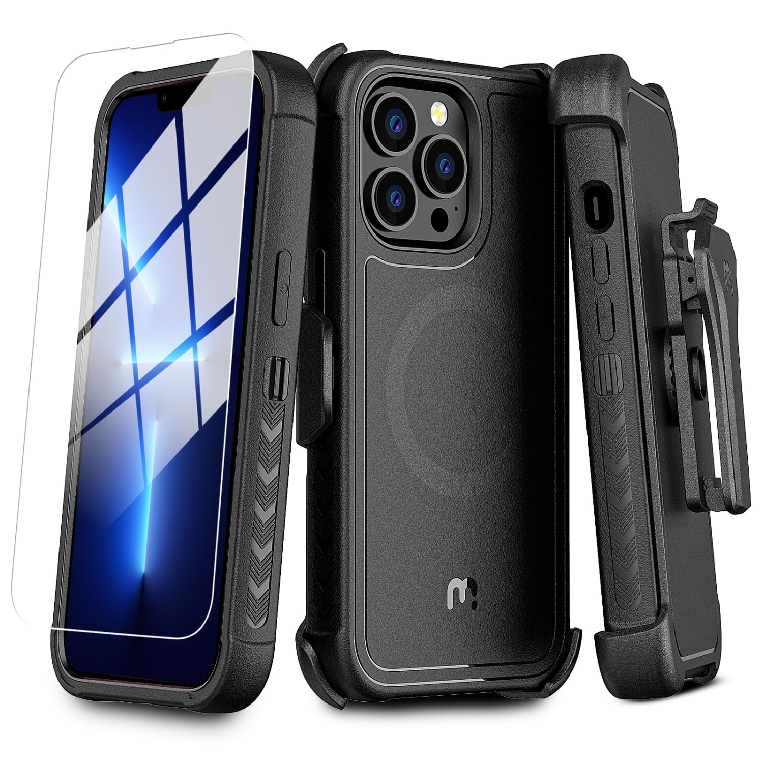 MyBat Pro Rugged Case with Rotating Holster & Tempered Glass for Apple ...