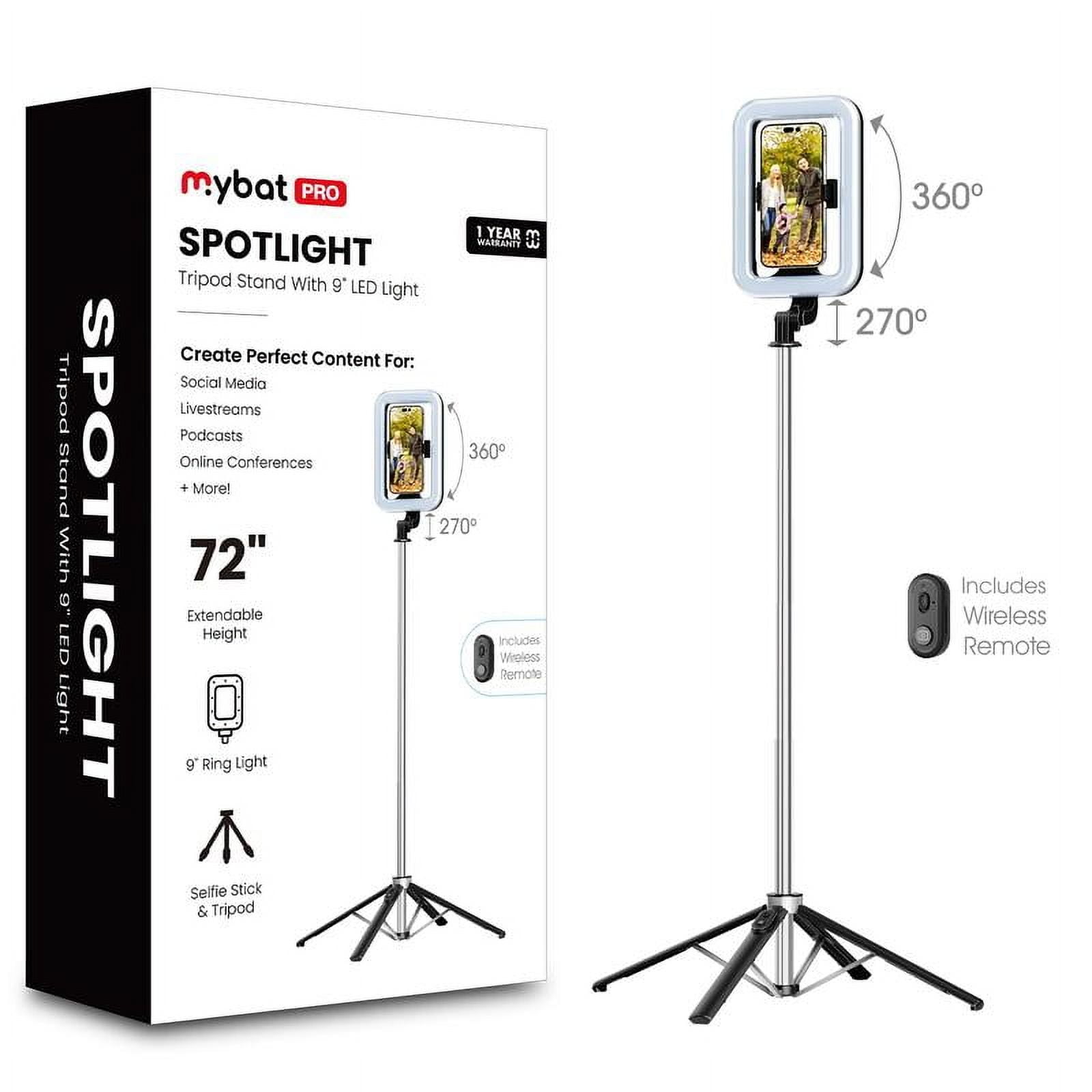 MyBat Pro Upgraded Selfie Stick With Fill Light, 72" Phone Tripod with ...
