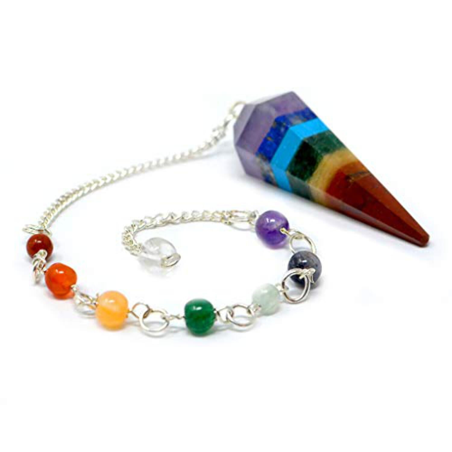 MyDeal Gemstone and Crystal Dowsing Pendulum with Hexagon 6 Facet Point ...