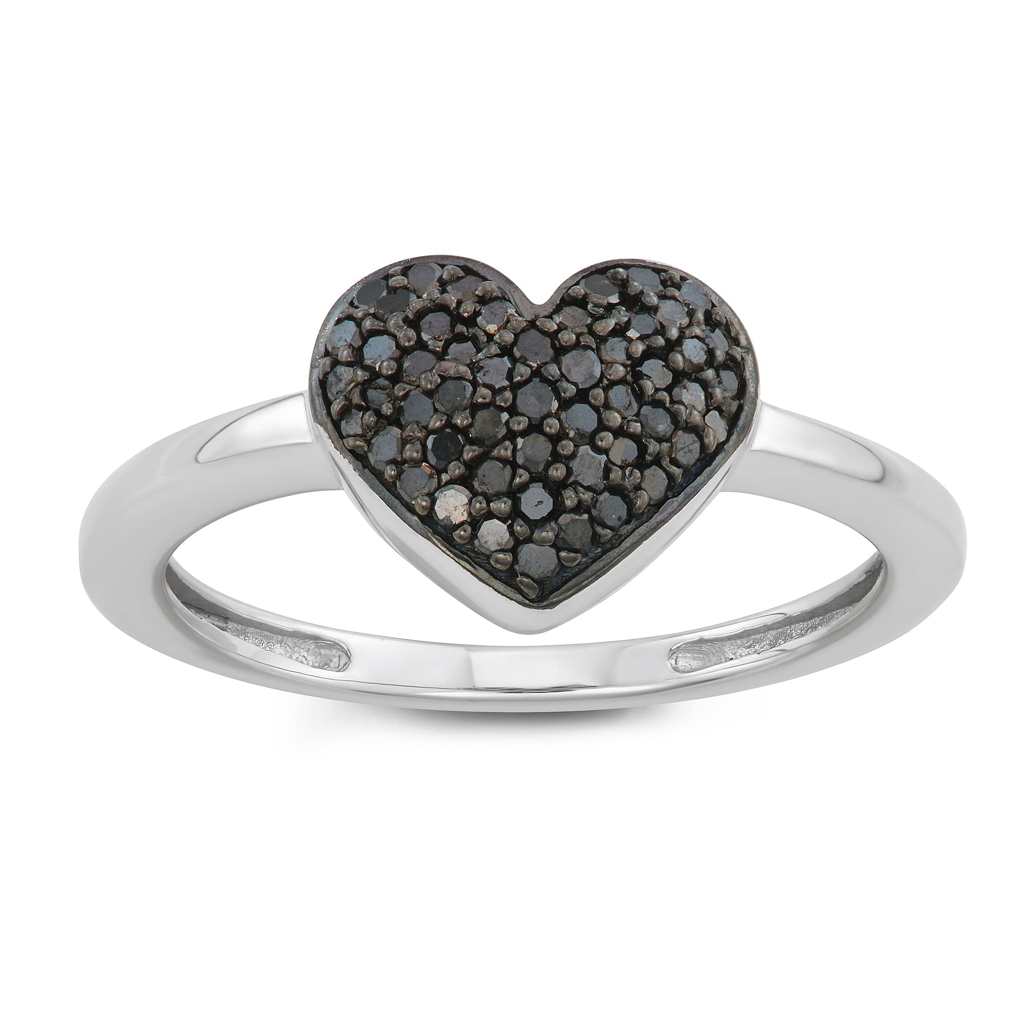 MyDiamondBox 1/4 CTTW Black Diamonds Heart Cluster Design Promise Ring ...