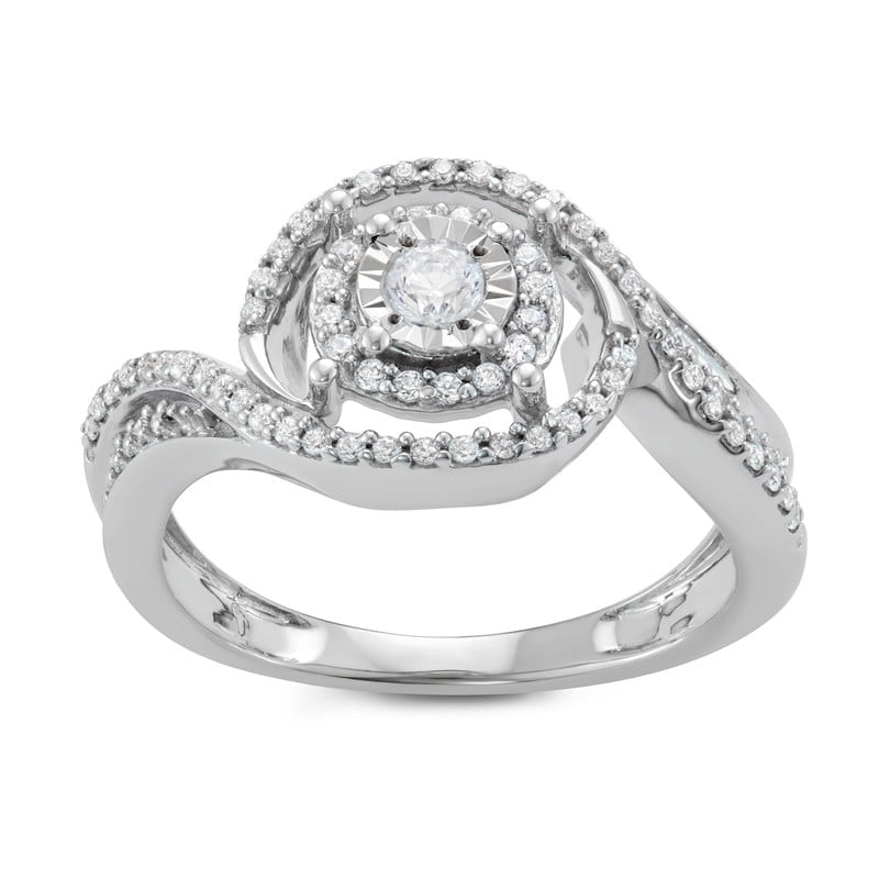MyDiamondBox Sterling Silver 3/8 CTTW Diamond Engagement Ring With ...