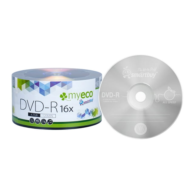 MyEco 50-Pack 16X Write Once 4.7GB/120Min DVD-R Blank Media Discs ...