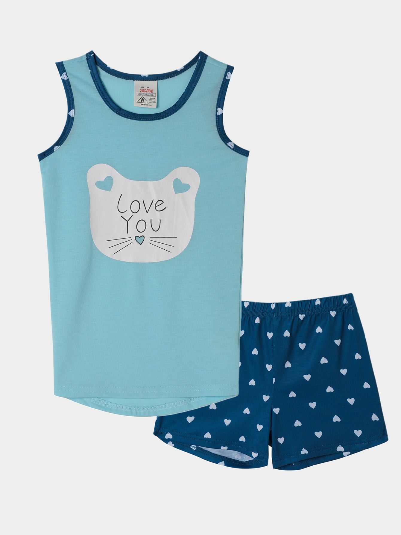 MyFav Big Kids Girls Sleeveless Sleepwear Hearts Shape Striped Pajama ...