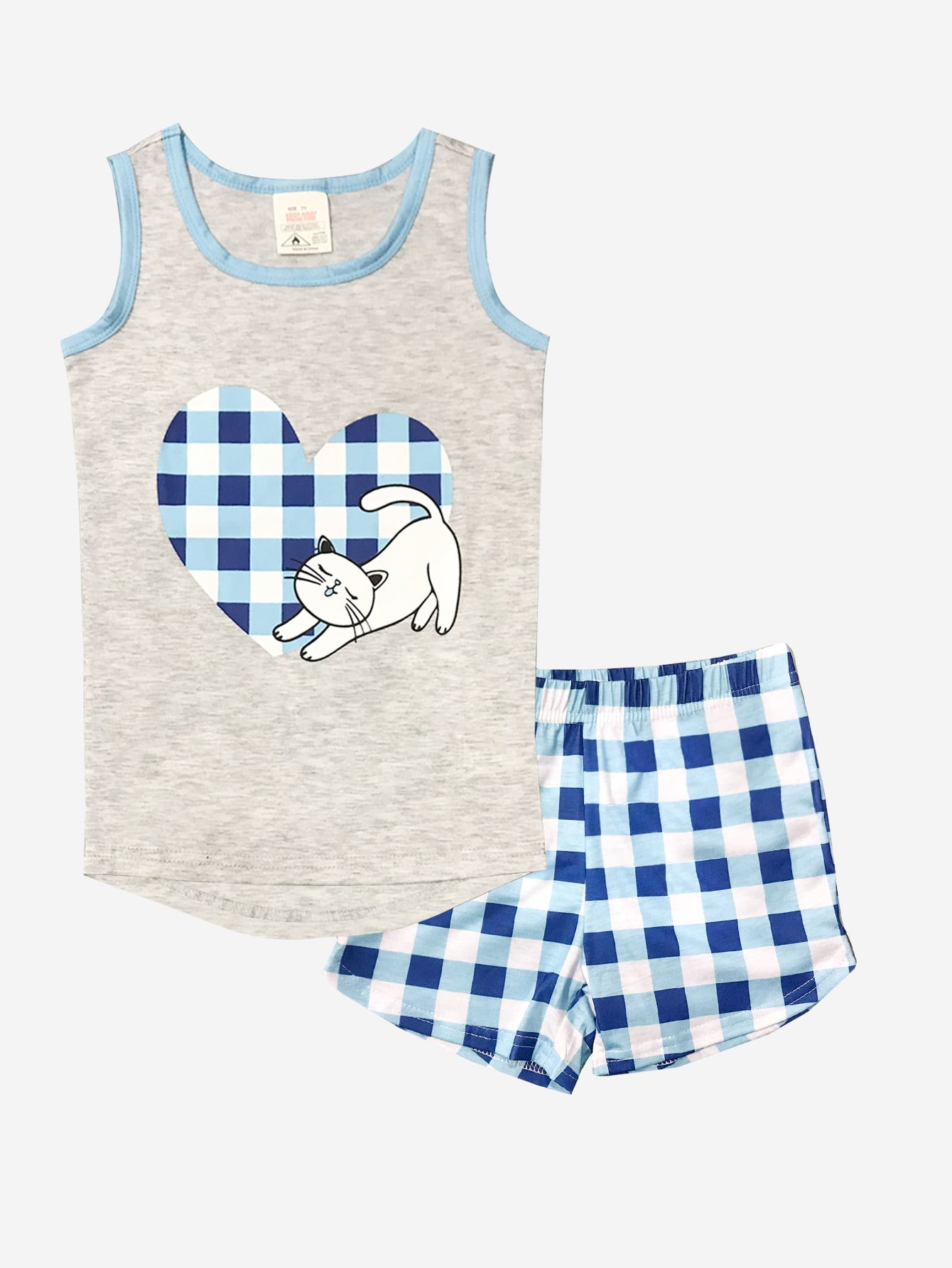 MyFav Big Kids Girls Sleeveless Sleepwear Hearts Shape Striped Pajama ...