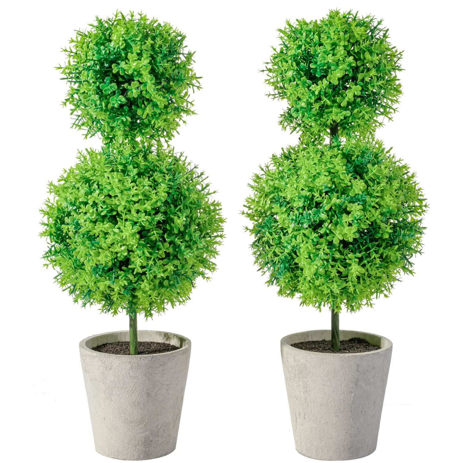 MyGift 14.8 Inch Light Green Artificial Boxwood Topiary Trees ...