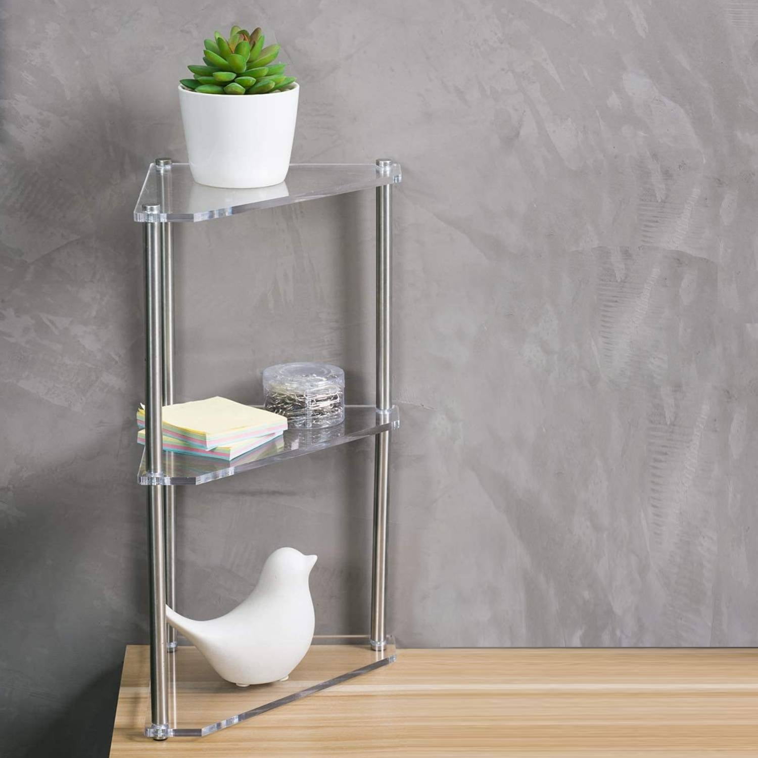 MyGift 3-Tier Clear Acrylic and Metal Tabletop Corner Display Stand ...