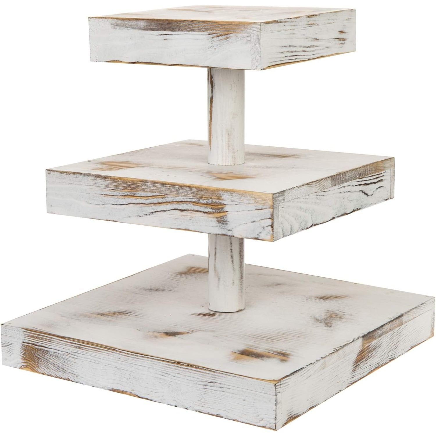 MyGift 3 Tier Shabby Whitewashed Solid Wood Square Cupcake Tower and ...