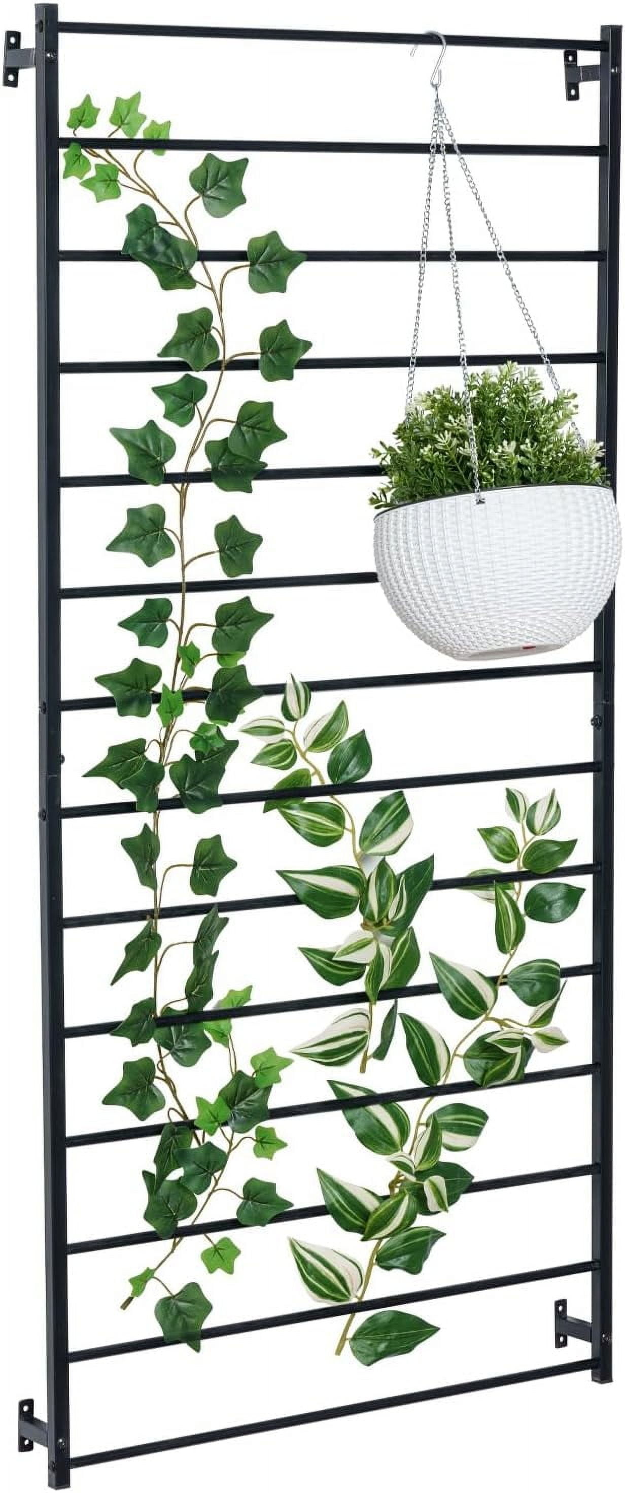 MyGift 4 Ft Tall Trellis, Black Metal Wall Mounted Garden Trellis for ...