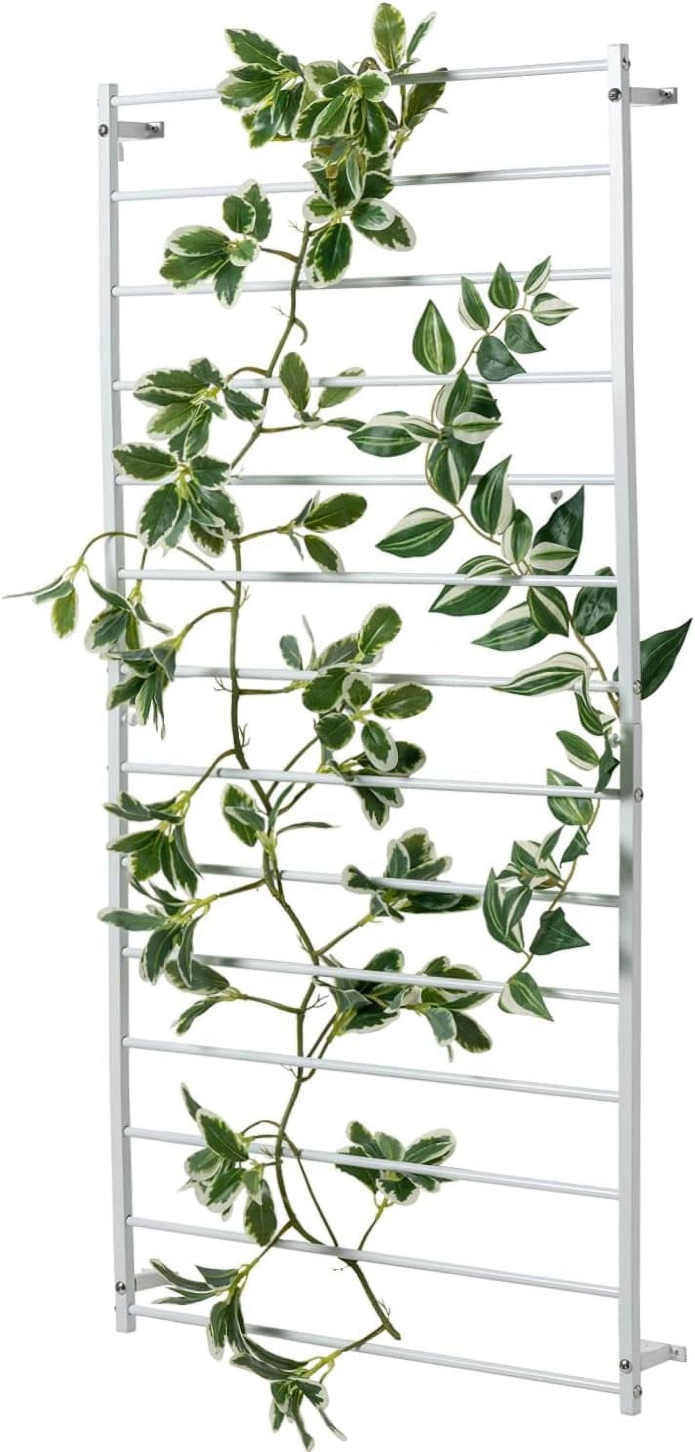 MyGift 4 Ft Tall Trellis, White Metal Wall Mounted Garden Trellis for ...