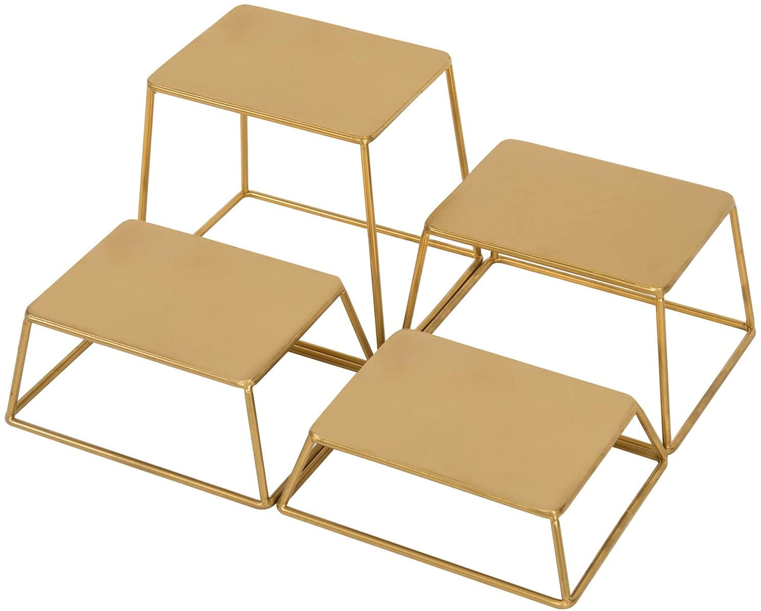 MyGift 4 Piece Modern Metal Display Risers, Brass Tone - Walmart.com