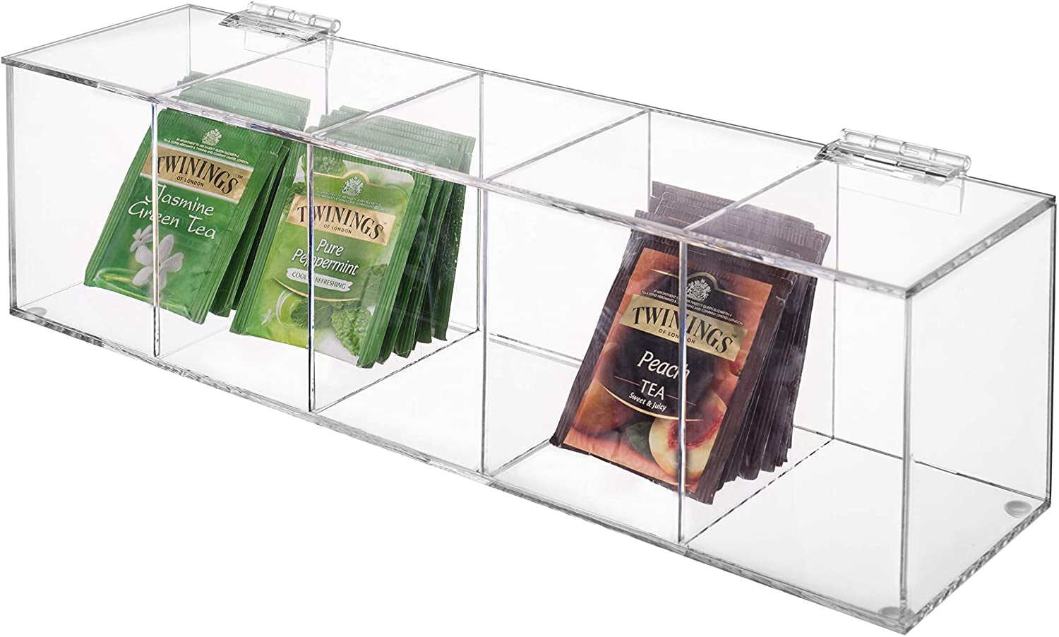 MyGift 5-Compartment Clear Acrylic Tea Bag Organizer with Hinged Lid ...