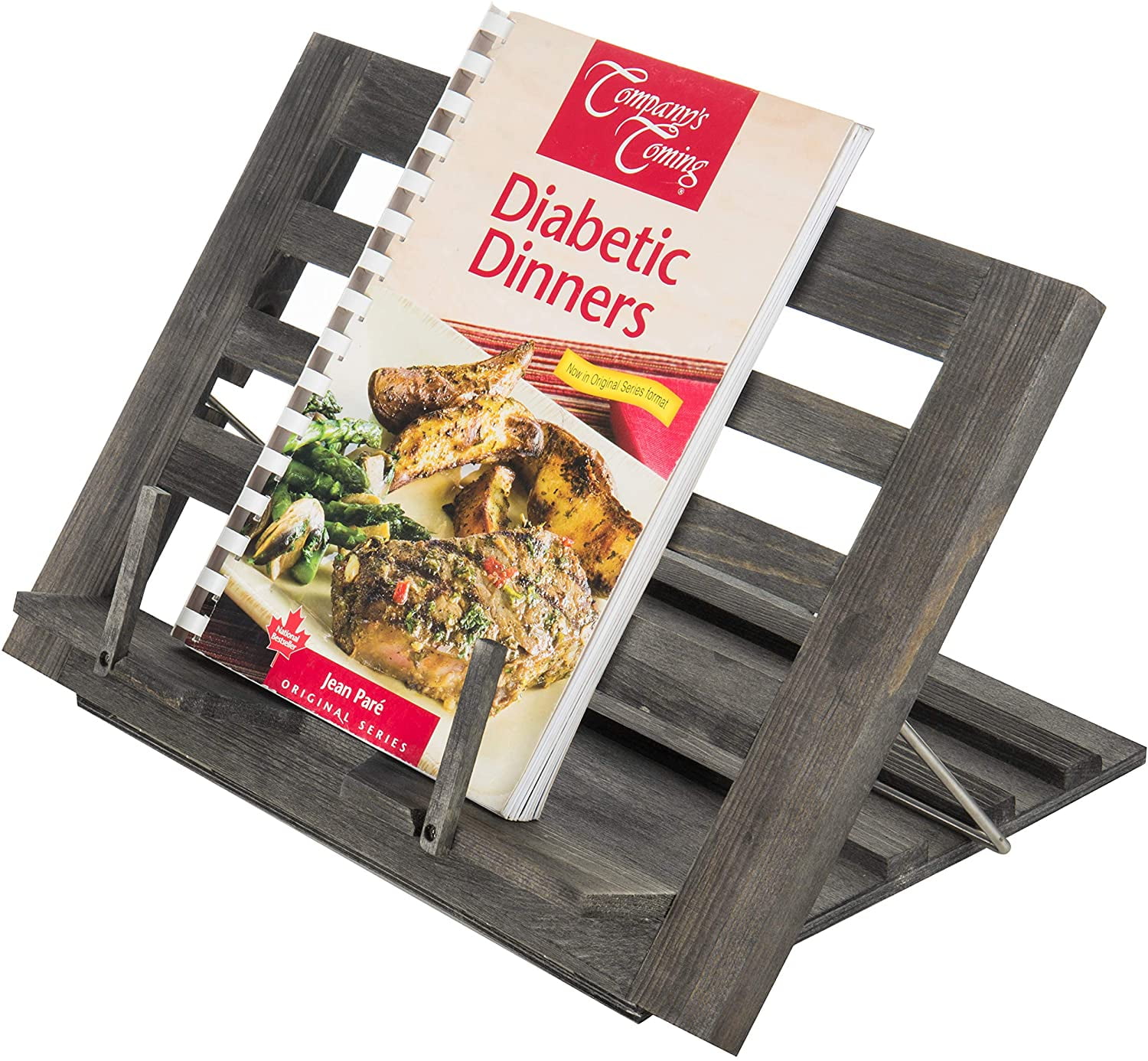MyGift Adjustable Cookbook Stand, Rustic Dark Gray Wood - Walmart.com