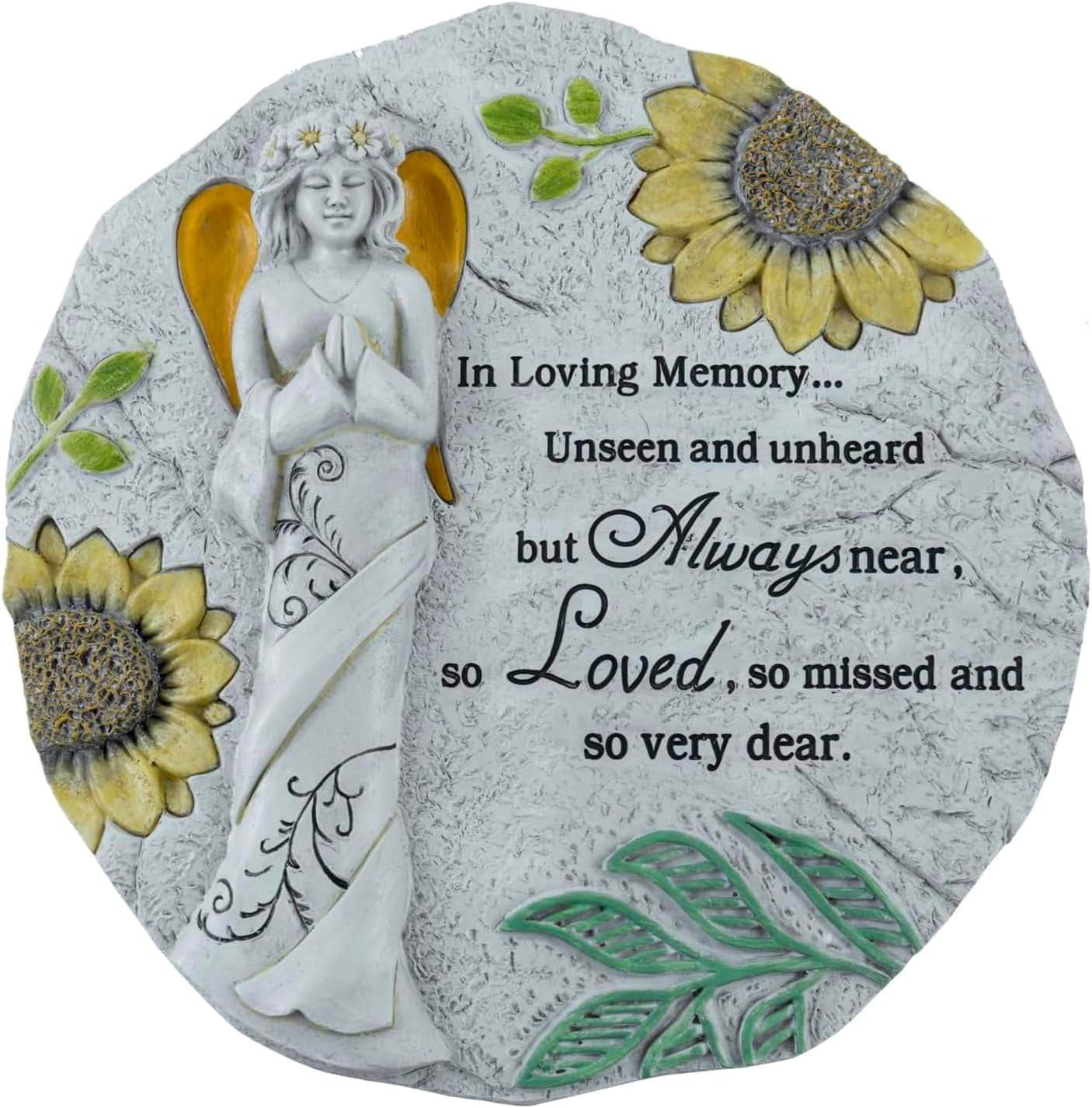 MyGift Angel Memorial Garden Stone with Sunflowers & Loving Memory ...