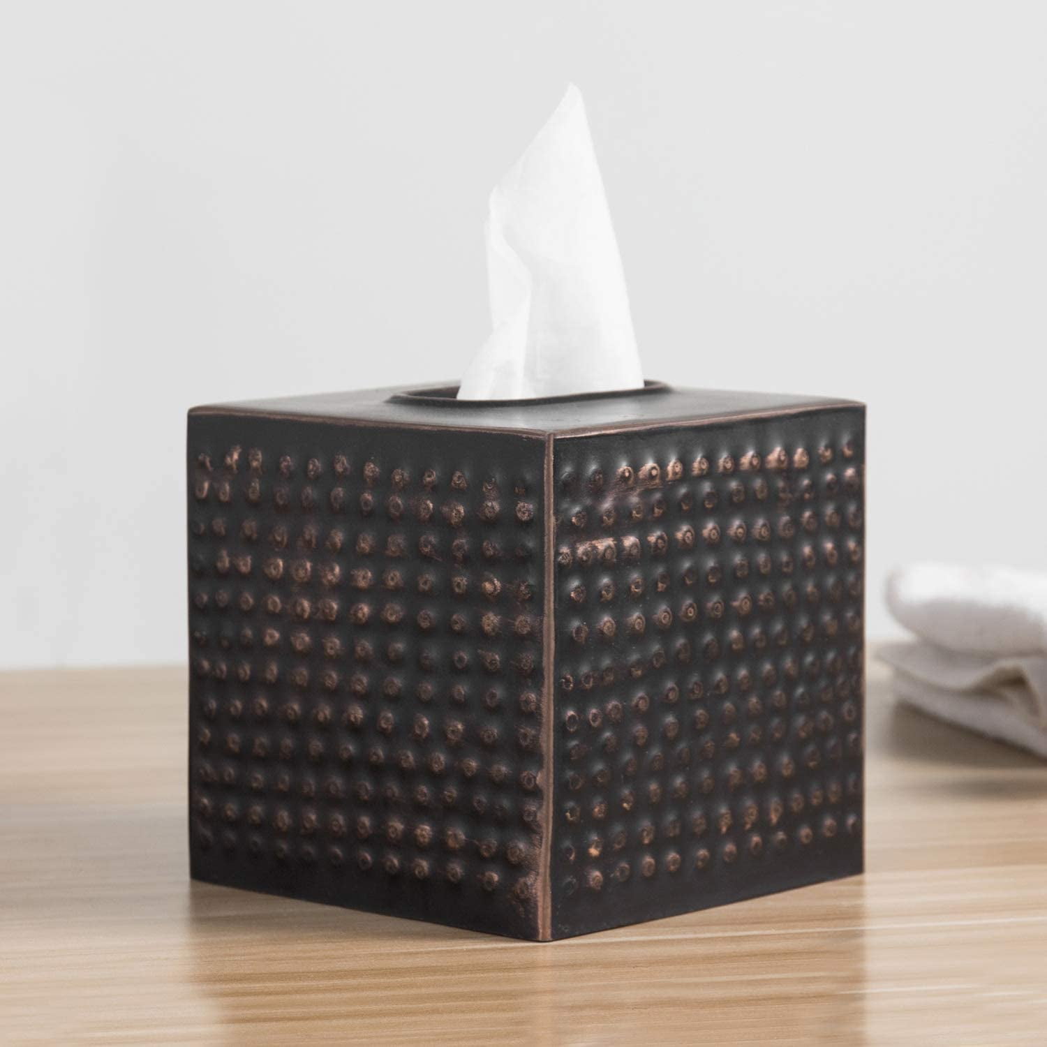 MyGift Antique Hammered Brushed Bronze Tone Metal Tissue Box Holder ...