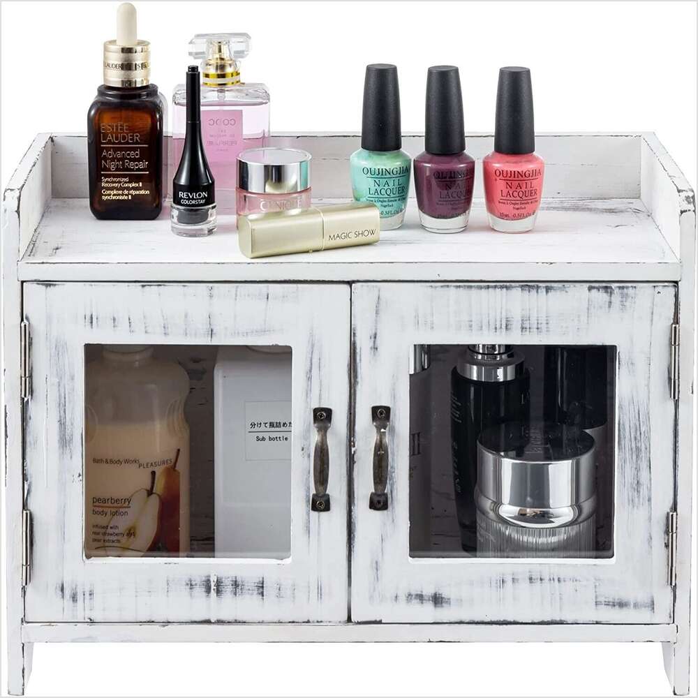 MyGift Antique White Wood Kitchen and Bathroom Countertop Mini Storage ...