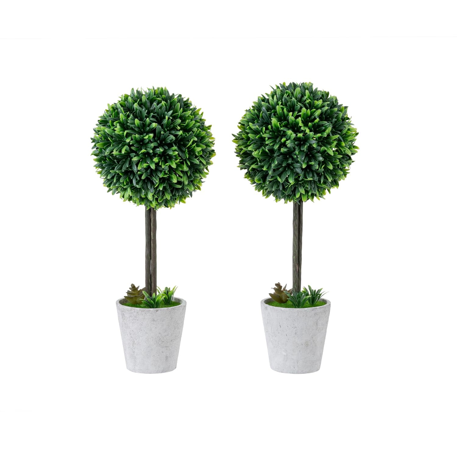 MyGift Artificial Boxwood Topiary Trees, Fake Plants Decor - 12 Inch ...
