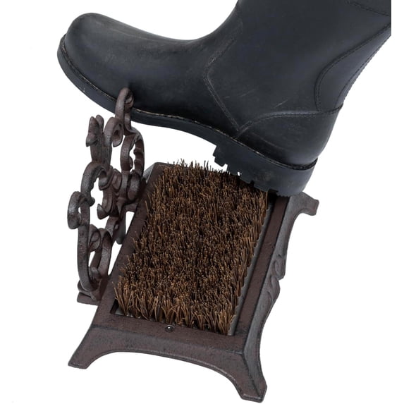MyGift Cast Iron Boot Scraper Brush Outdoor Shoe Cleaner with Rustic ...
