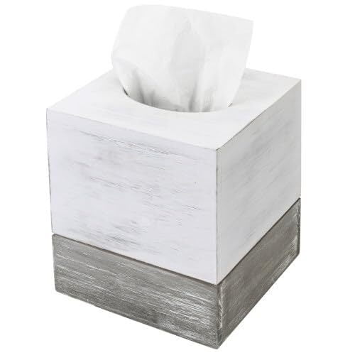 MyGift Distressed Honey Brown Decorative Tissue Box Holder, Square ...