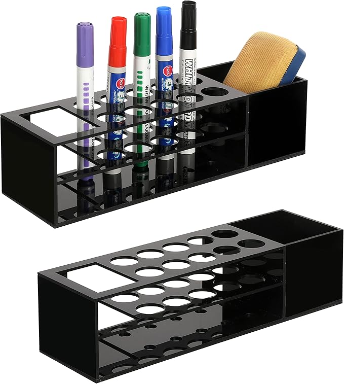 MyGift Dry Erase Marker Holder for Whiteboard, Black Clear Acrylic ...
