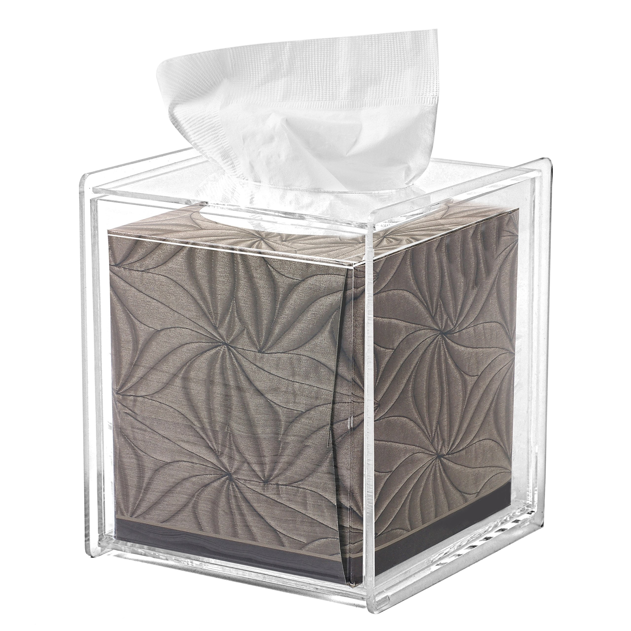 MyGift Facial Tissue Dispenser Box, Square Clear Acrylic Napkin Cube ...