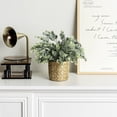 MyGift Faux Eucalyptus Plant in Gold Concrete Planter, Boho Modern ...