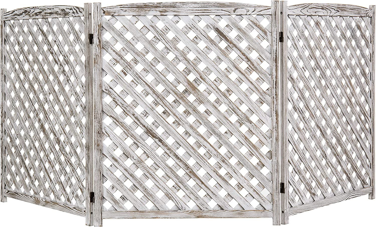 MyGift Outdoor Wooden 3-Panel Trellis, White Wood Lattice Privacy ...