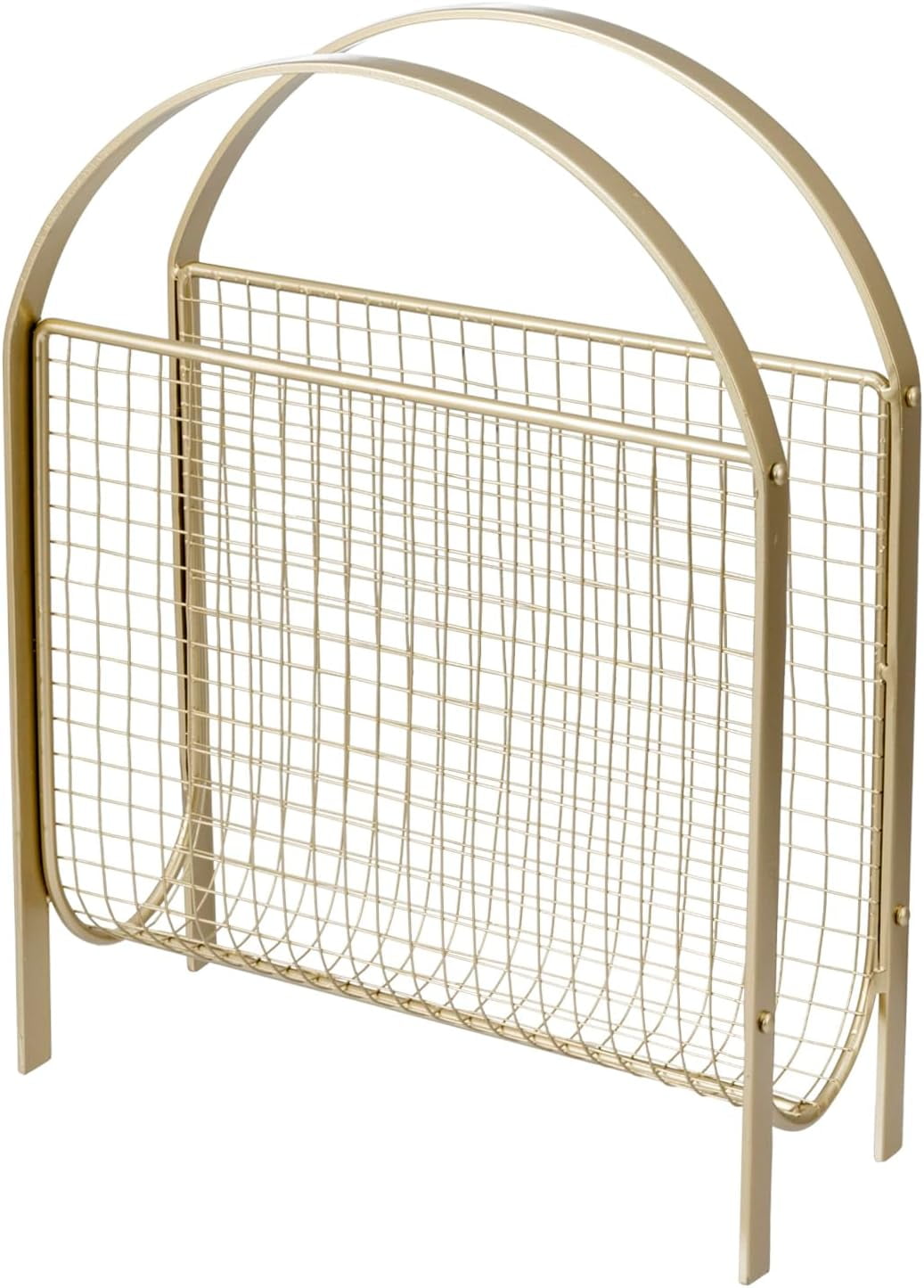 MyGift Mid-Century Magazine Holder Floor Standing Rack Sling with Brass ...