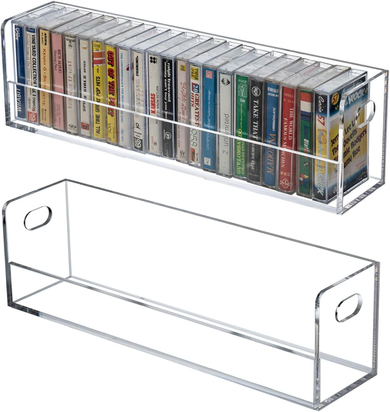 Modern Premium Clear Acrylic Compact Cassettes Holder with Cutout ...