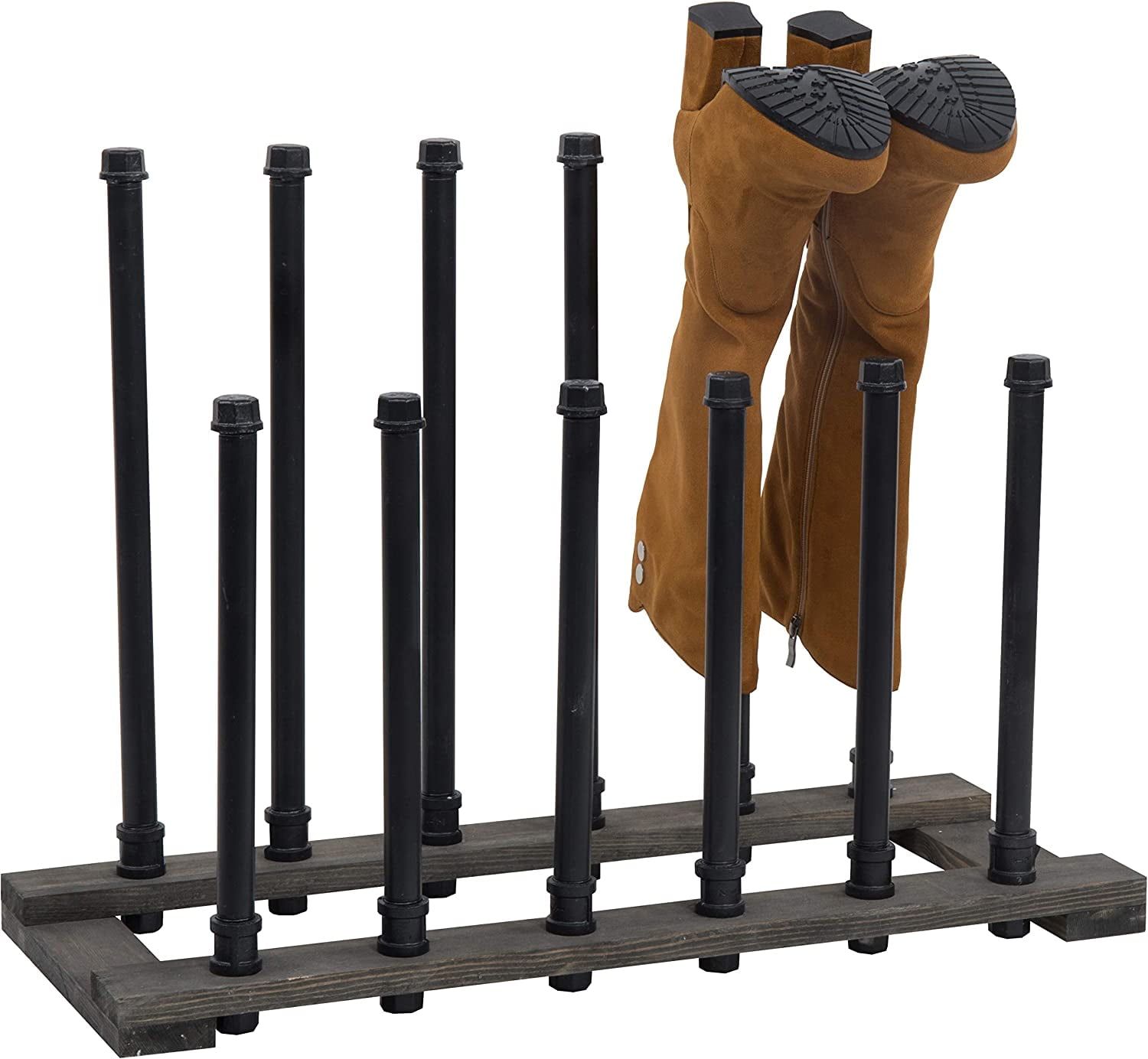 MyGift Rustic Wood Entryway Boot Rack Organizer Tall Boots Inverter ...
