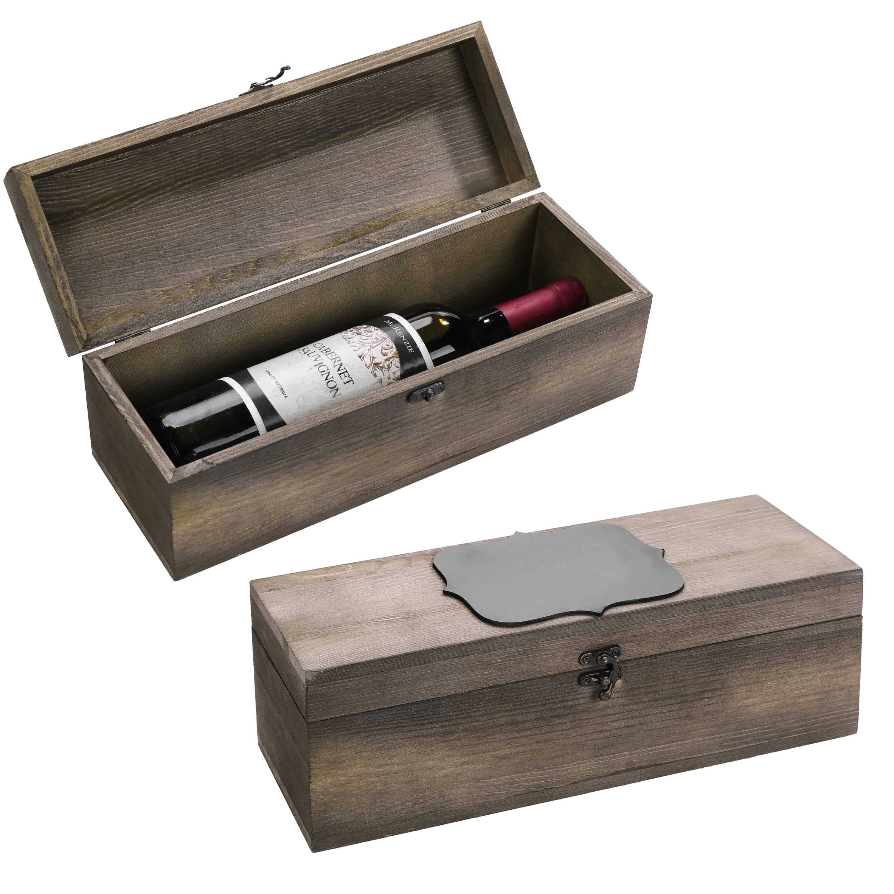 MyGift Set of 2 Wood Wine Bottle Gift Box, Decorative Bottle Storage ...
