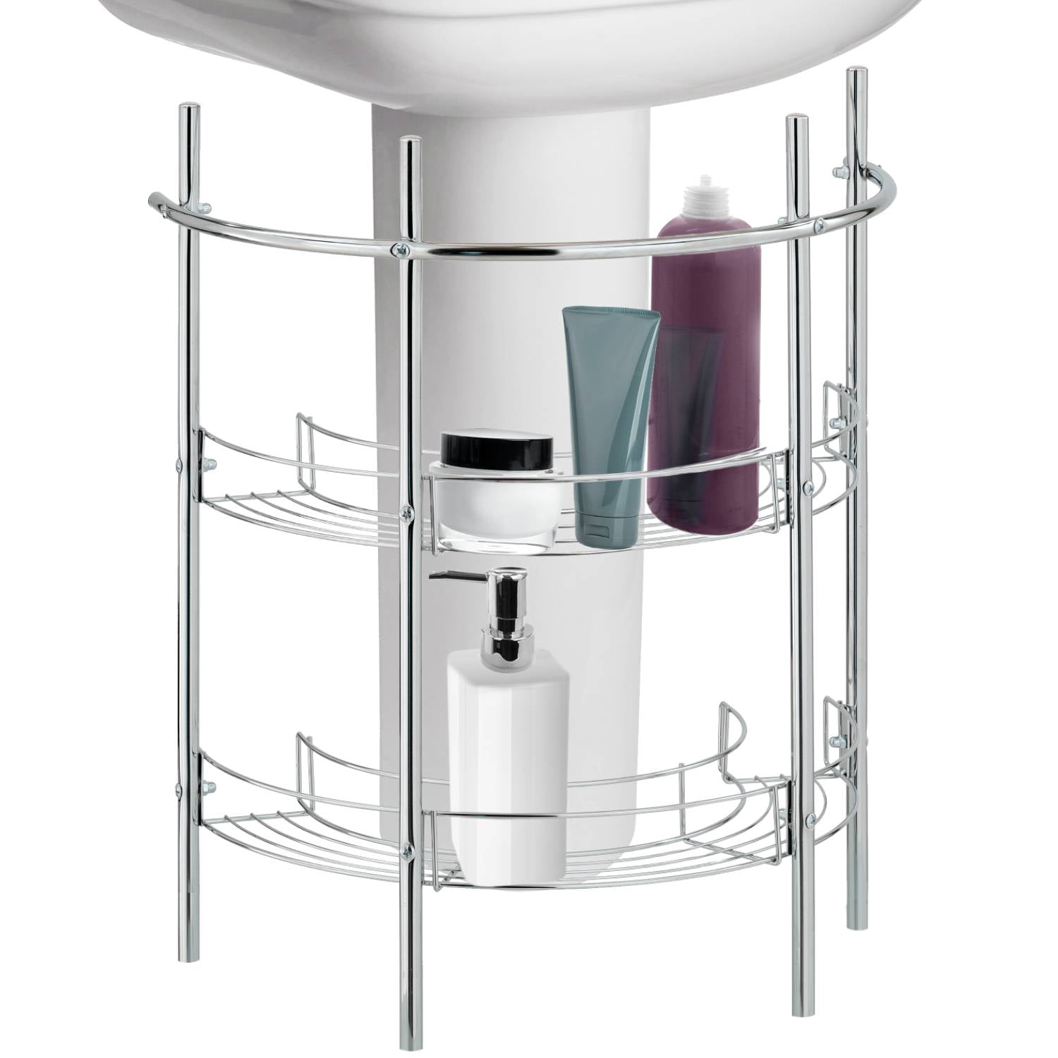 MyGift Silver 2 Shelf Under Sink Bathroom Storage Organizer Rack ...