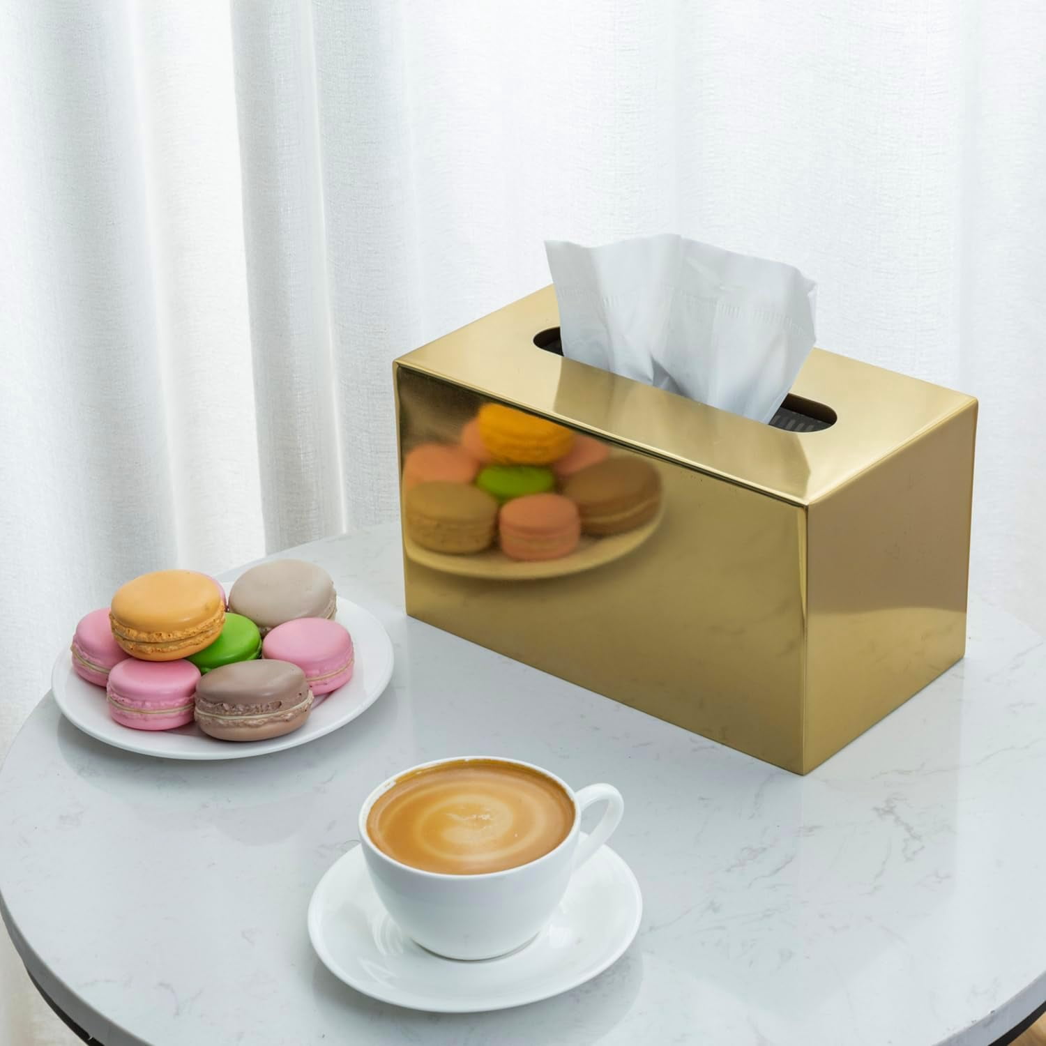 MyGift Vintage Brass Tone Stainless Steel Tissue Box Cover, Art Deco ...