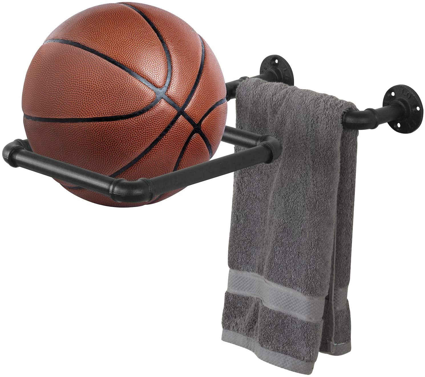 MyGift Wall-Mounted Black Industrial Pipe Home Gym Inflatable Yoga ...