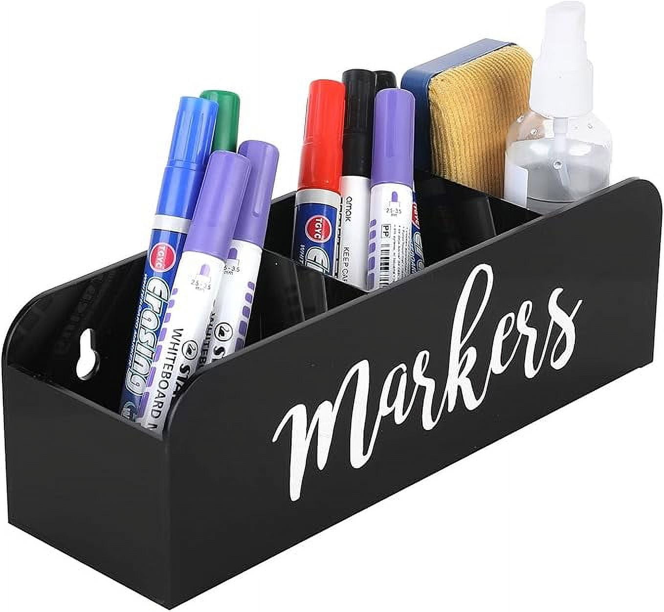 MyGift Whiteboard Marker Holder, Black Acrylic Wall Mounted or Tabletop ...