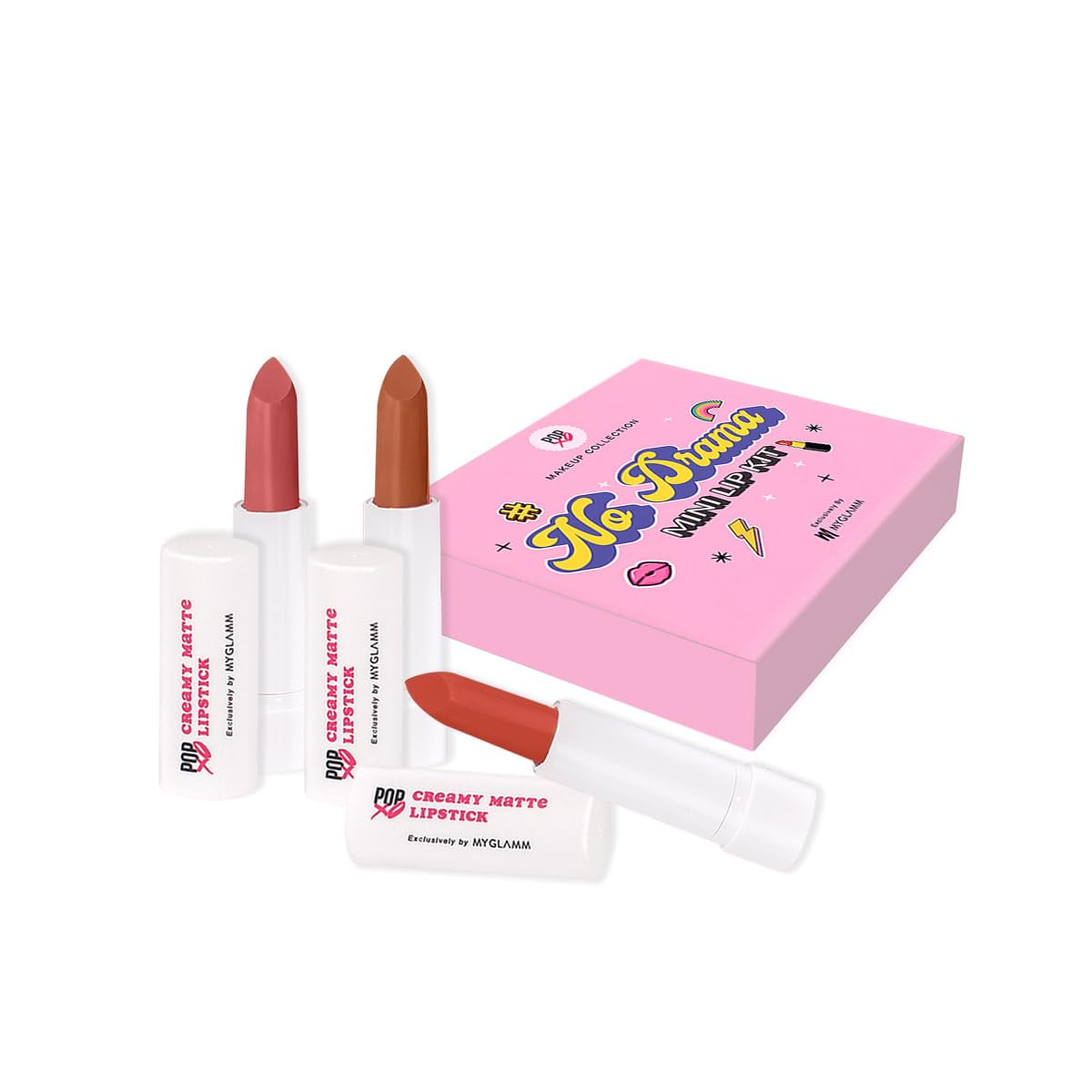 MyGlamm POPxo Makeup - Mini Lip Kit - No Drama - 7.5gm (Set of 3 ...