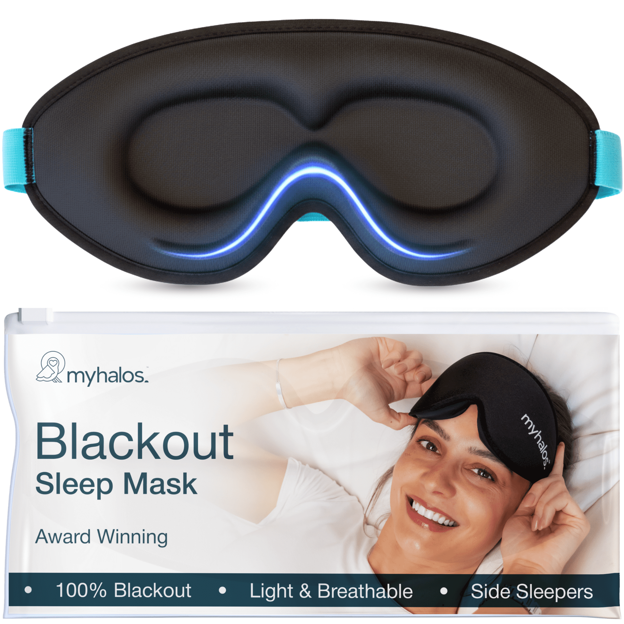 myhalos Sleep Mask, 100% Blackout Sleep Mask, Memory Foam, Soft ...