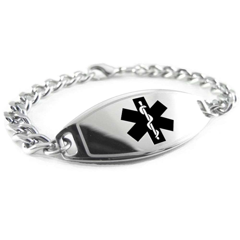 MyIDDr - Pre-Engraved Diabetic Medical Alert Bracelet, Stainless Steel ...