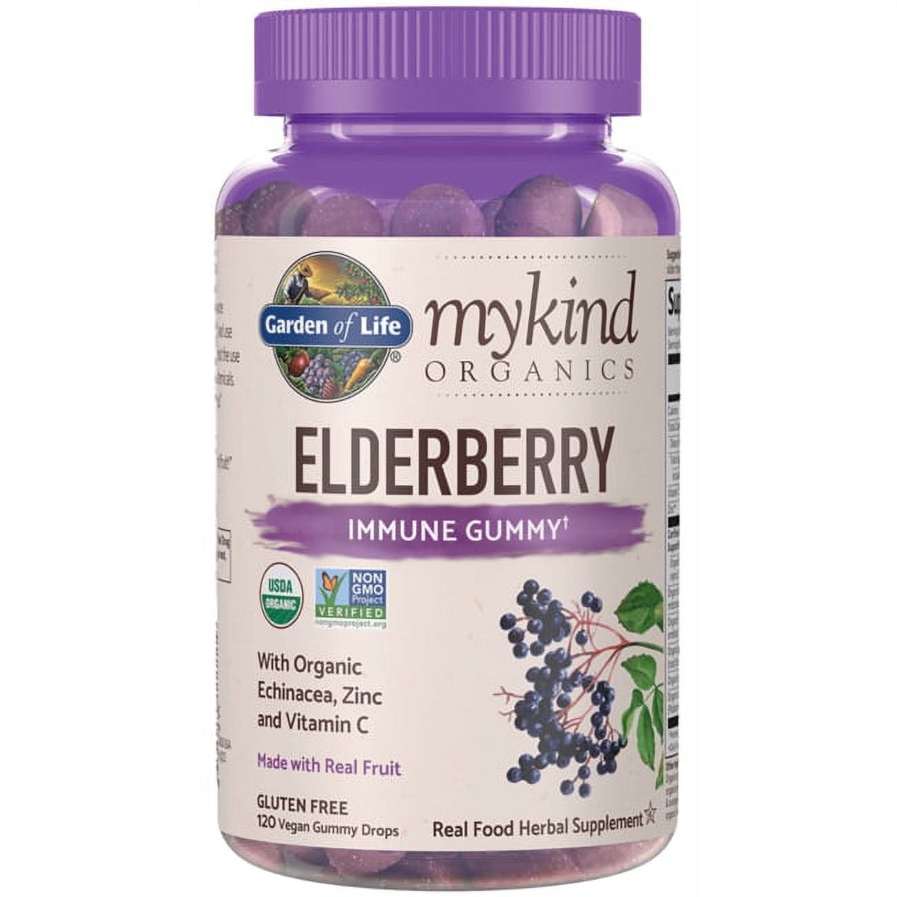 MyKind Organics, Elderberry, Immune Gummy, 120 Vegan Gummy Drops ...