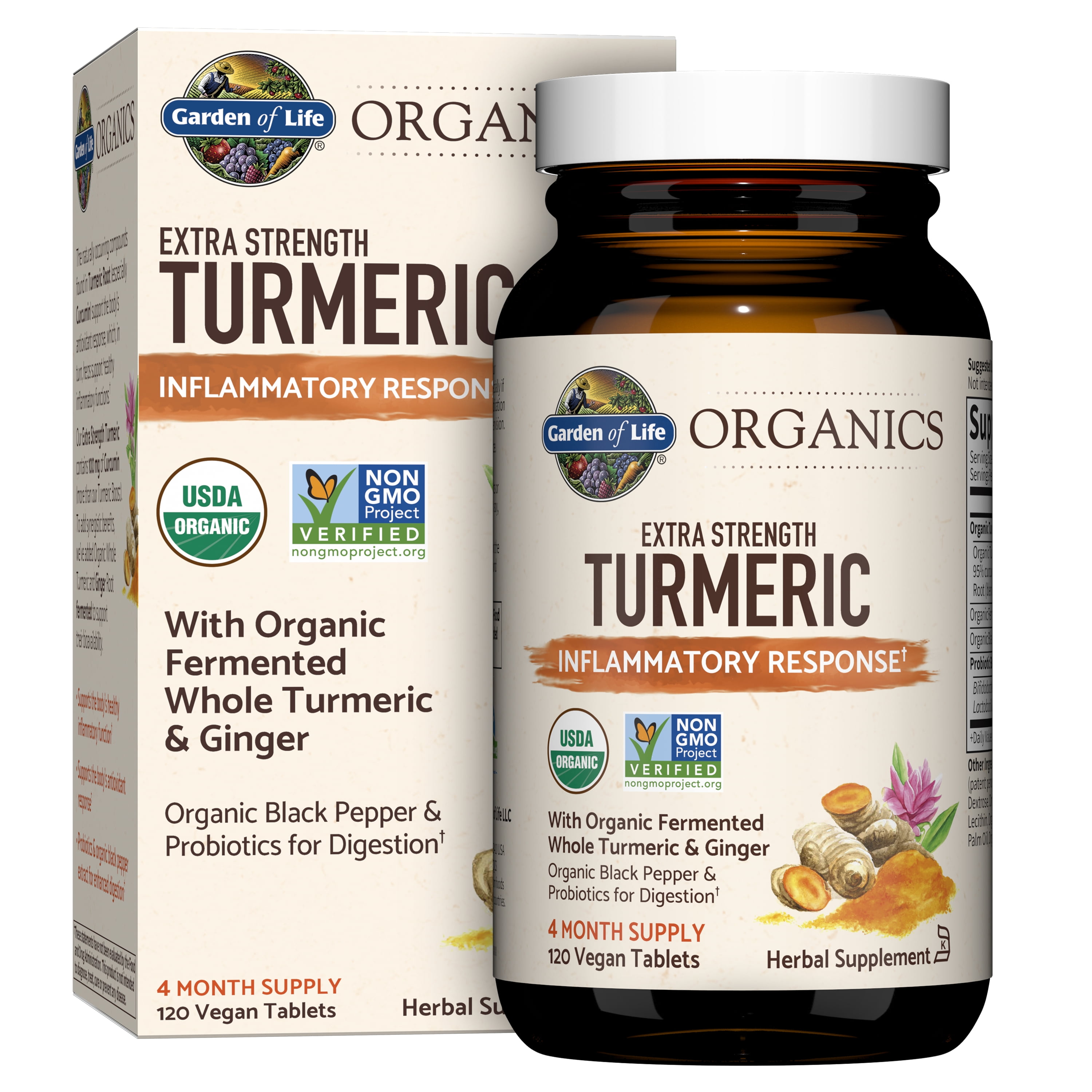Garden of Life, Organics Extra Strength Turmeric, 120 Vegan Tablets ...